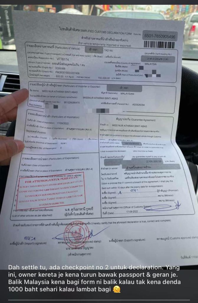 Masuk Kenderaan Sendiri Ke Thailand, Wanita Ini Kongsi Cara-cara Bawa ...